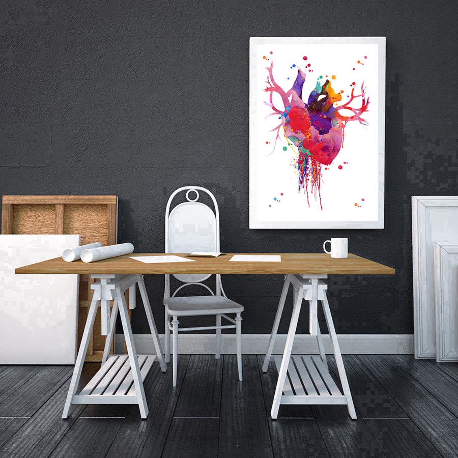 Heart Anatomy Watercolor Print Abstract Medical Art the Human - Etsy