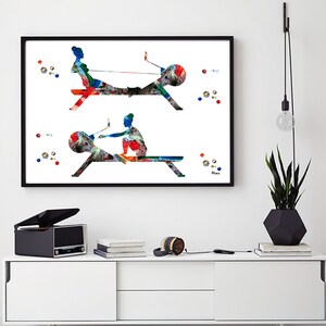 Indoor Female Rower Sport Print Woman Training on Rowing Machine Poster ...