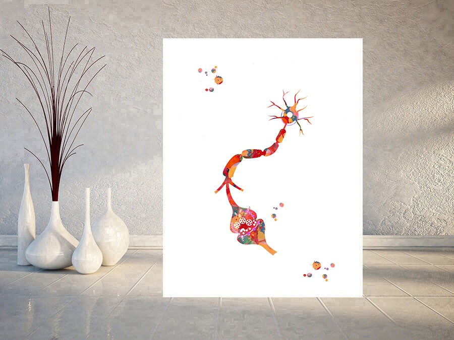 Neuron and Receptor Watercolor Print Brain Synapse Print - Etsy