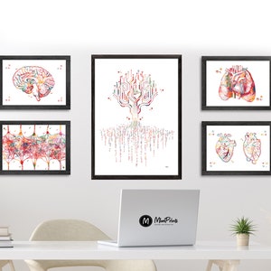 Abstract Tree With Binary Code Roots Watercolor Print Computer IT Print ...