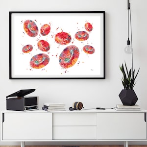 Red Blood Cells Watercolor Print Hematology Science Print Blood Cells ...