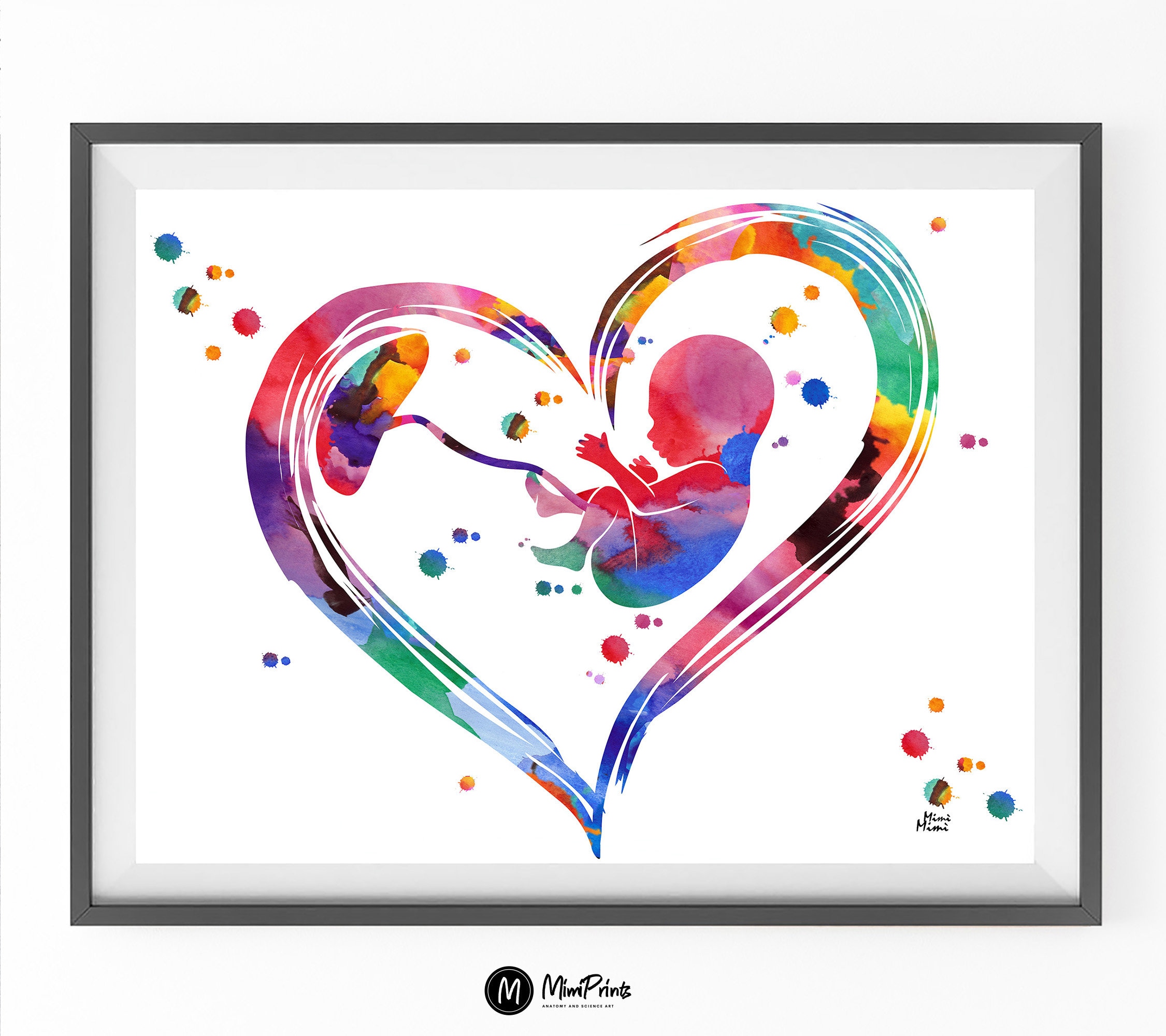 Prenatal Care Watercolor Print Pregnancy Poster Fetal Growth and ...