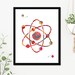 Atom Watercolor Print Science Art Poster Nuclear Model Abstract Print ...