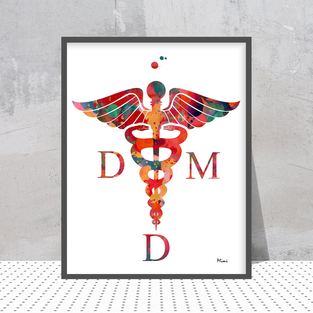 Dentiste DMD Caducée Impression Dentaire Aquarelle Art - Etsy France