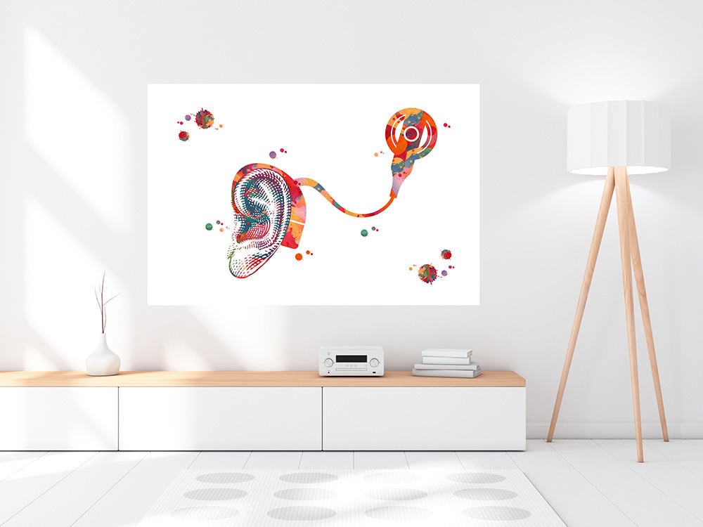 Buy Cochlear Implant Watercolor Print Audiology Poster Inner Ear ...