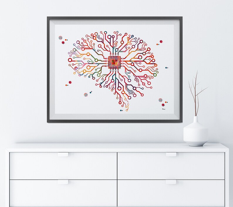 Brain Circuit Board Art Print Abstract Science Art Poster | Etsy