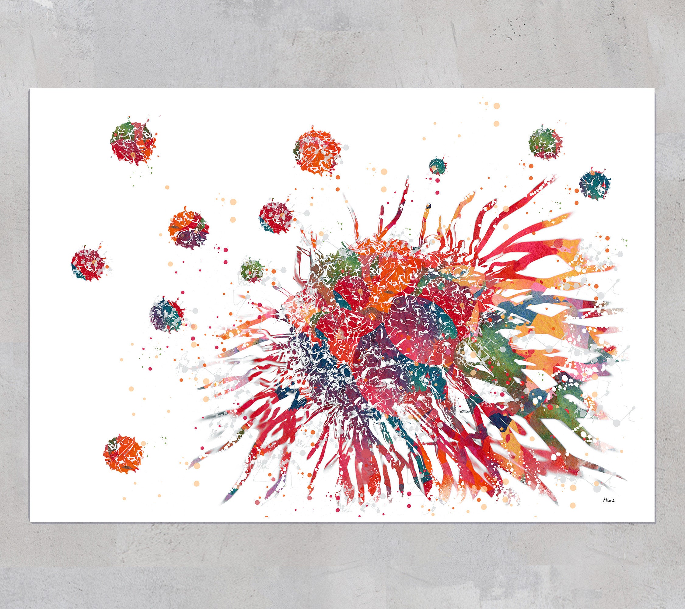 Cancer Cell Science Art Print Histology Poster Anatomy Art Watercolor ...