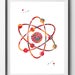 Atom Watercolor Print Science Art Poster Nuclear Model Abstract Print ...
