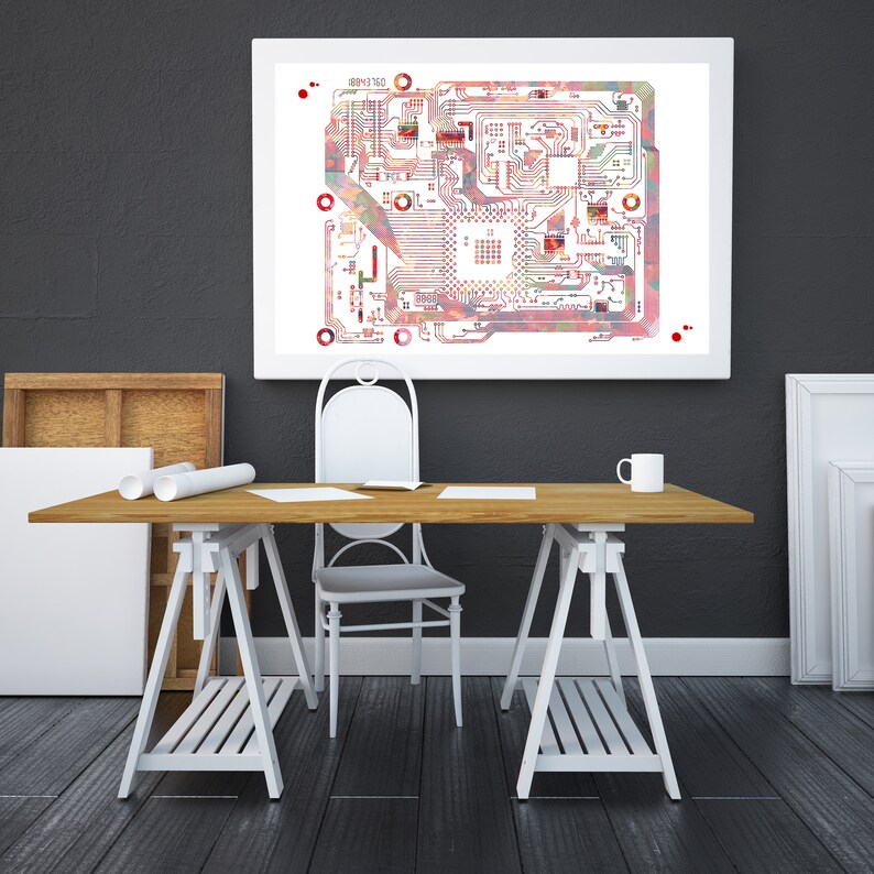 Circuit Board Science Art Watercolor Computer Science Art - Etsy
