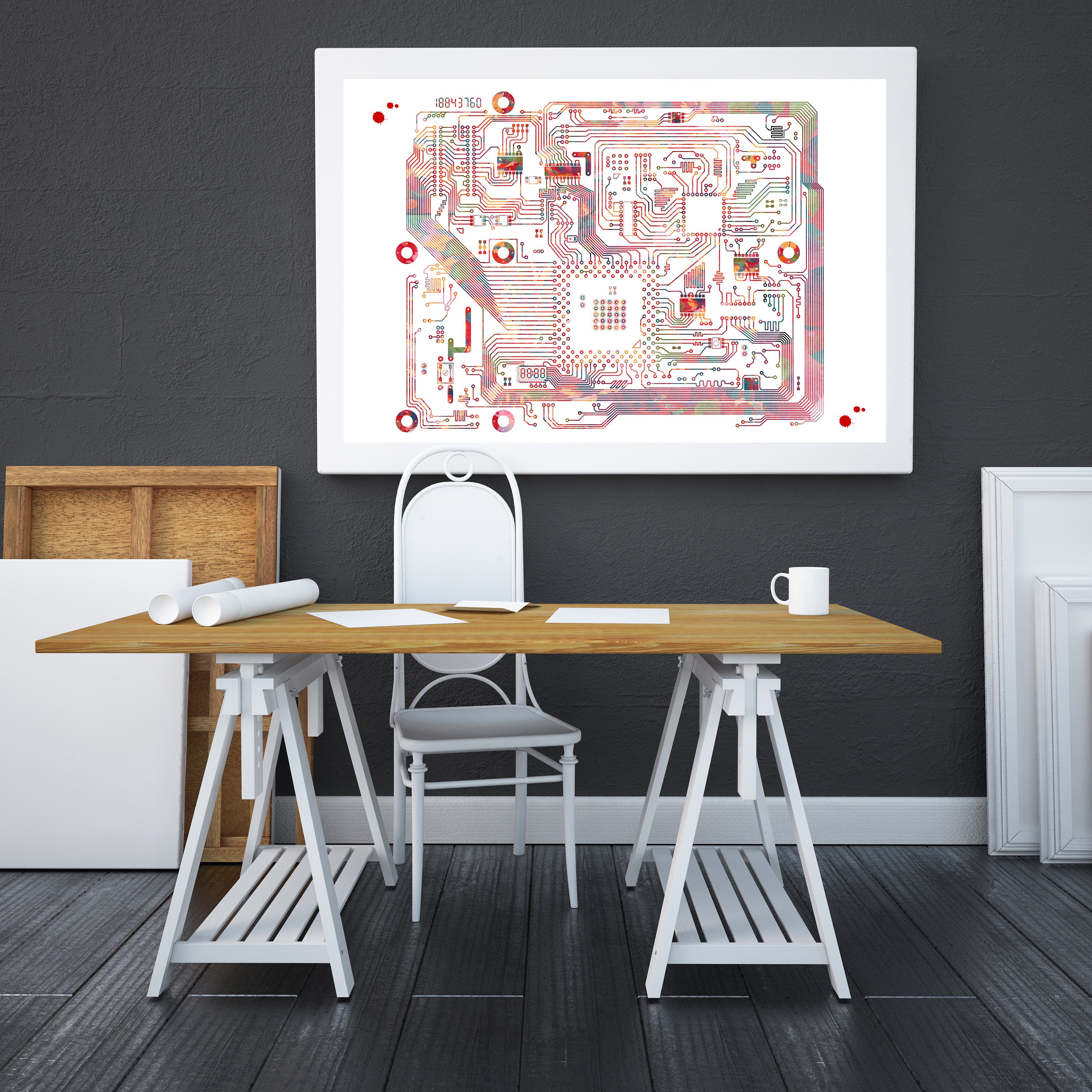Circuit Board Science Art Watercolor Computer Science Art - Etsy