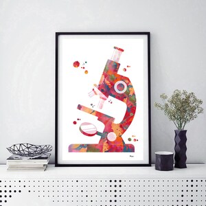 Microscope Watercolor Print Science Instruments Print | Etsy