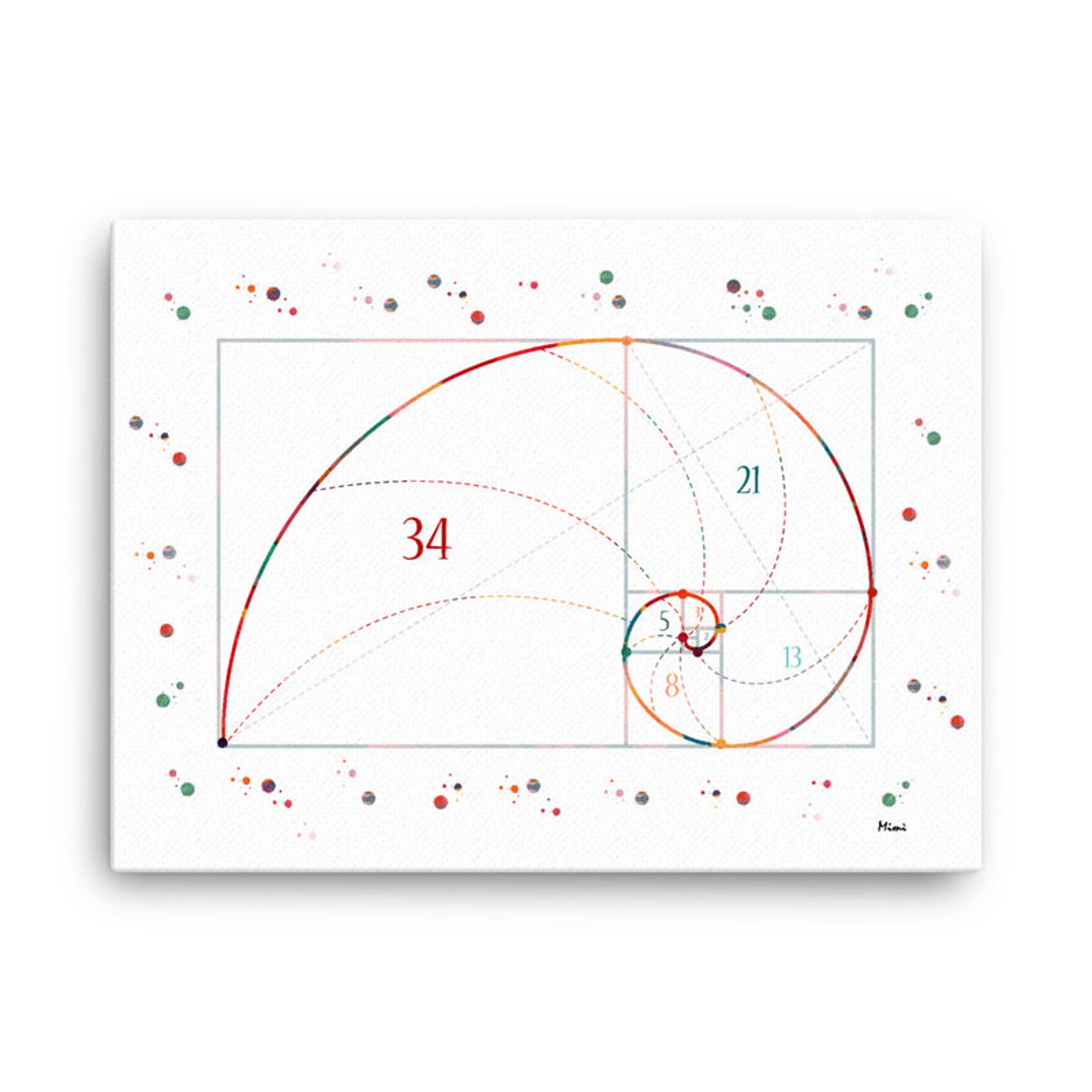 Fibonacci sequence Watercolor Print science art illustration | Etsy
