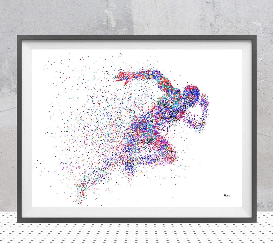 Runner Watercolor Print Running Man Illustration in Colorful Tones ...