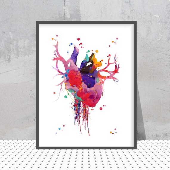Heart Anatomy Watercolor Print Abstract Medical Art the Human - Etsy