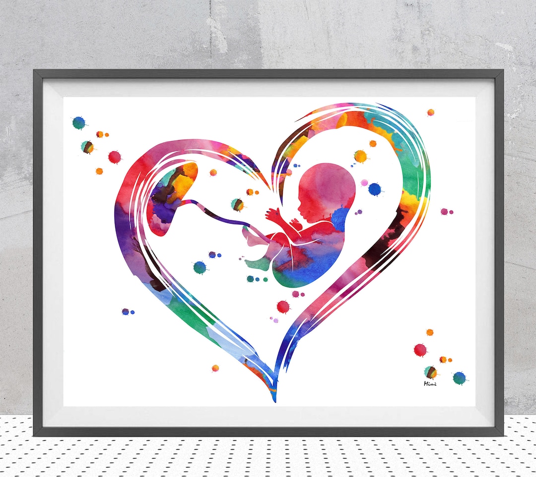 Prenatal Care Watercolor Print Pregnancy Poster Fetal Growth and ...