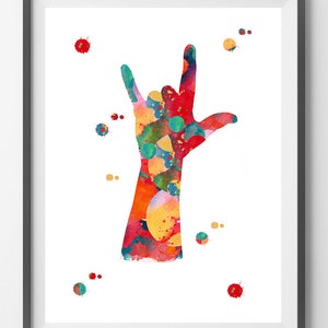 Love Hand Sign Watercolor Print Sign Language Symbol of Love ASL I Love ...