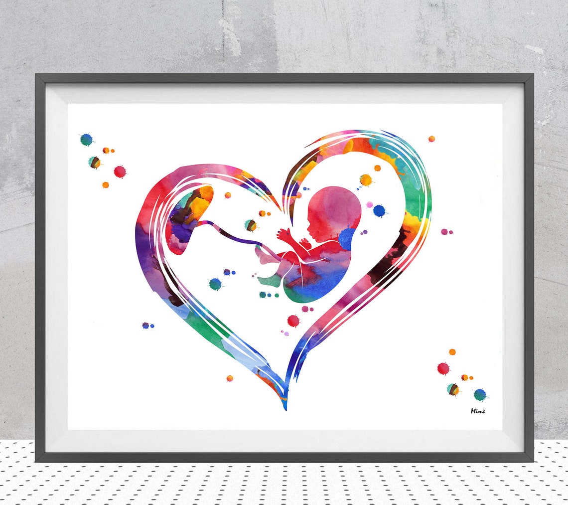 Prenatal Care Watercolor Print Pregnancy Poster Fetal Growth | Etsy