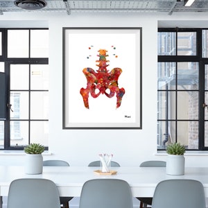 Human Hip Watercolor Print Hip and Lower Spine Poster Skeletal System ...