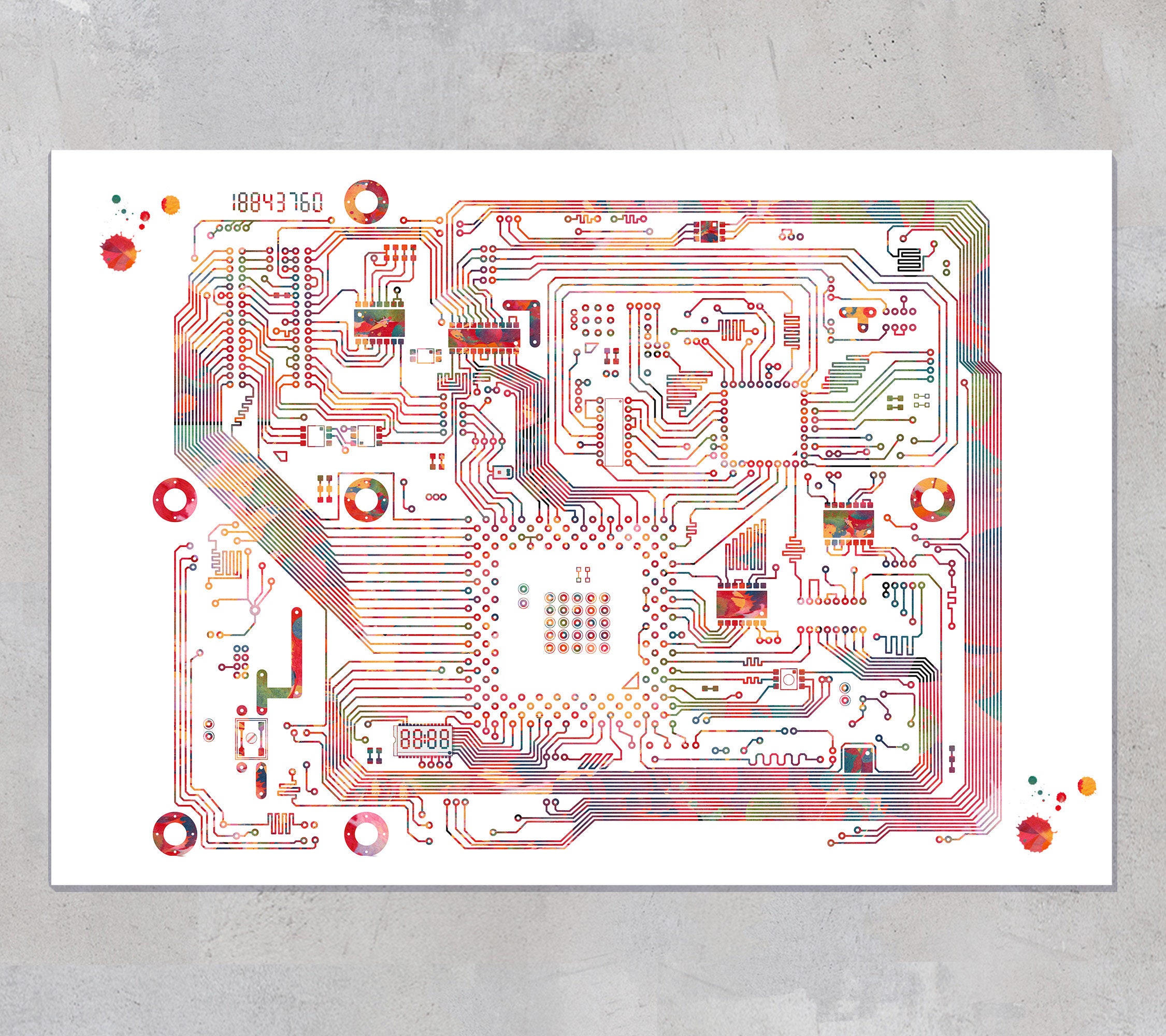 Circuit Board Science Art Watercolor Computer Science Art - Etsy