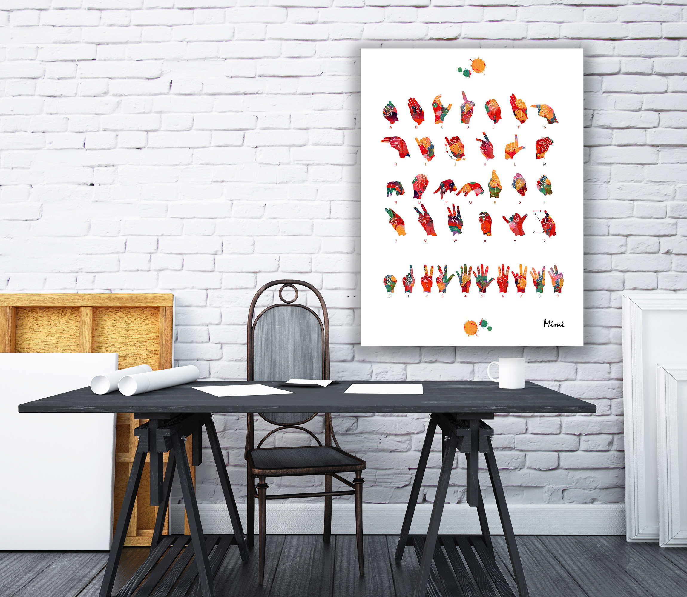ASL Alphabet Watercolor Diagram, American Sign Language Print, Speech ...