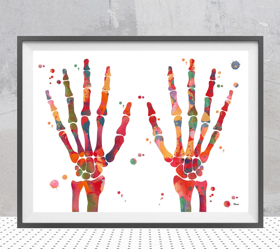 Hand Bones Print Anatomy of the Hand and Wrist Watercolor Orthopaedy ...