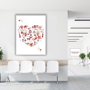 Dentist Profession Print Dental Heart Poster Oral Health Symbol Poster ...
