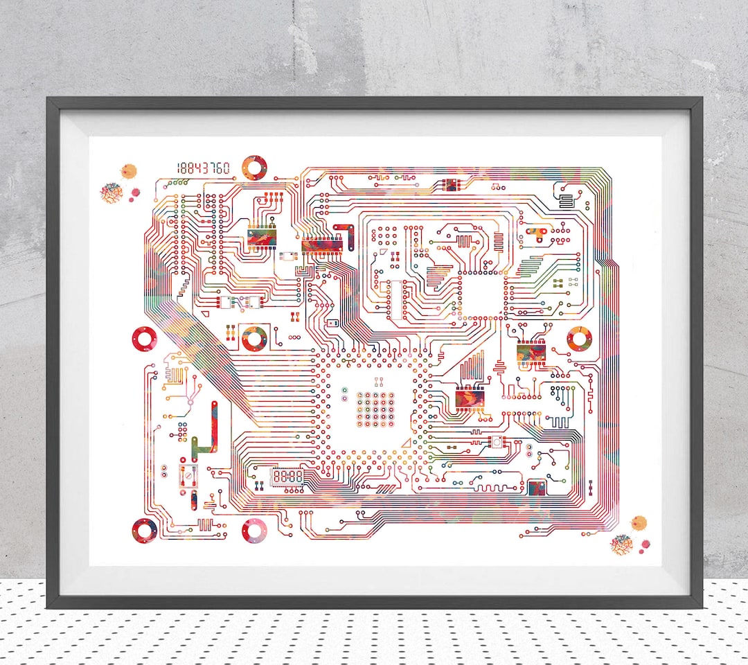Circuit Board Science Art Watercolor Computer Science Art Electronics ...