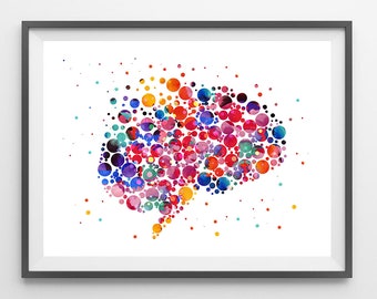 Brain Anatomy Abstract Print Brain Cells Watercolor Neurons | Etsy