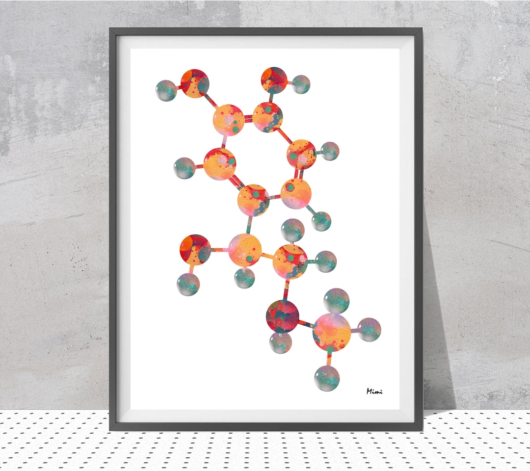 Adrenaline Molecule Watercolor Print Epinephrine Print Neuromodulators ...