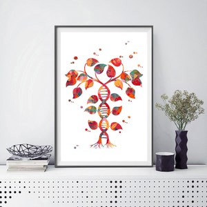 Dna Tree Science Print Dna Double Helix Abstract Genetics Poster Dna ...