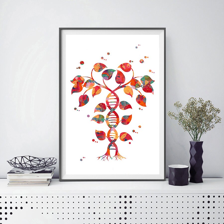 Dna Tree Science Print Dna Double Helix Abstract Genetics - Etsy