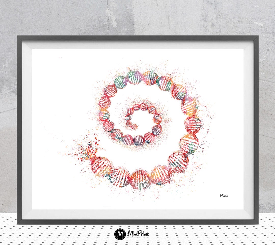 DNA Science Art Watercolor Print Abstract Dna Helix Giclee - Etsy