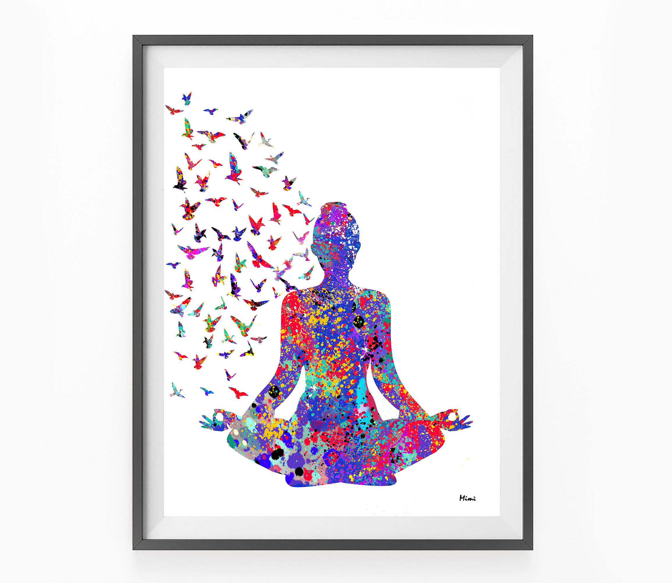 Yoga Meditation Watercolor Print Woman in Yoga Position Poster - Etsy