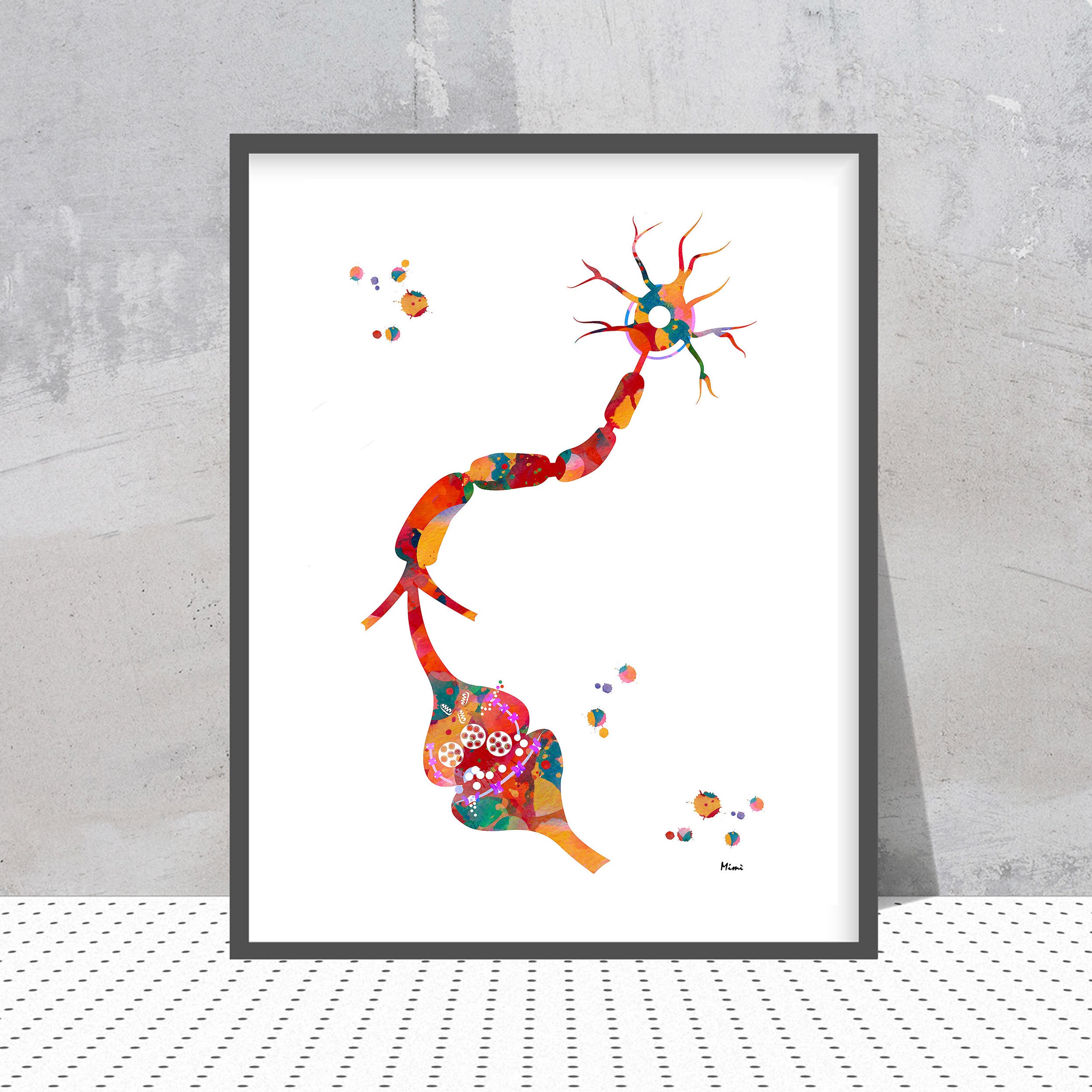 Neuron and Receptor Watercolor Print Brain Synapse Print - Etsy