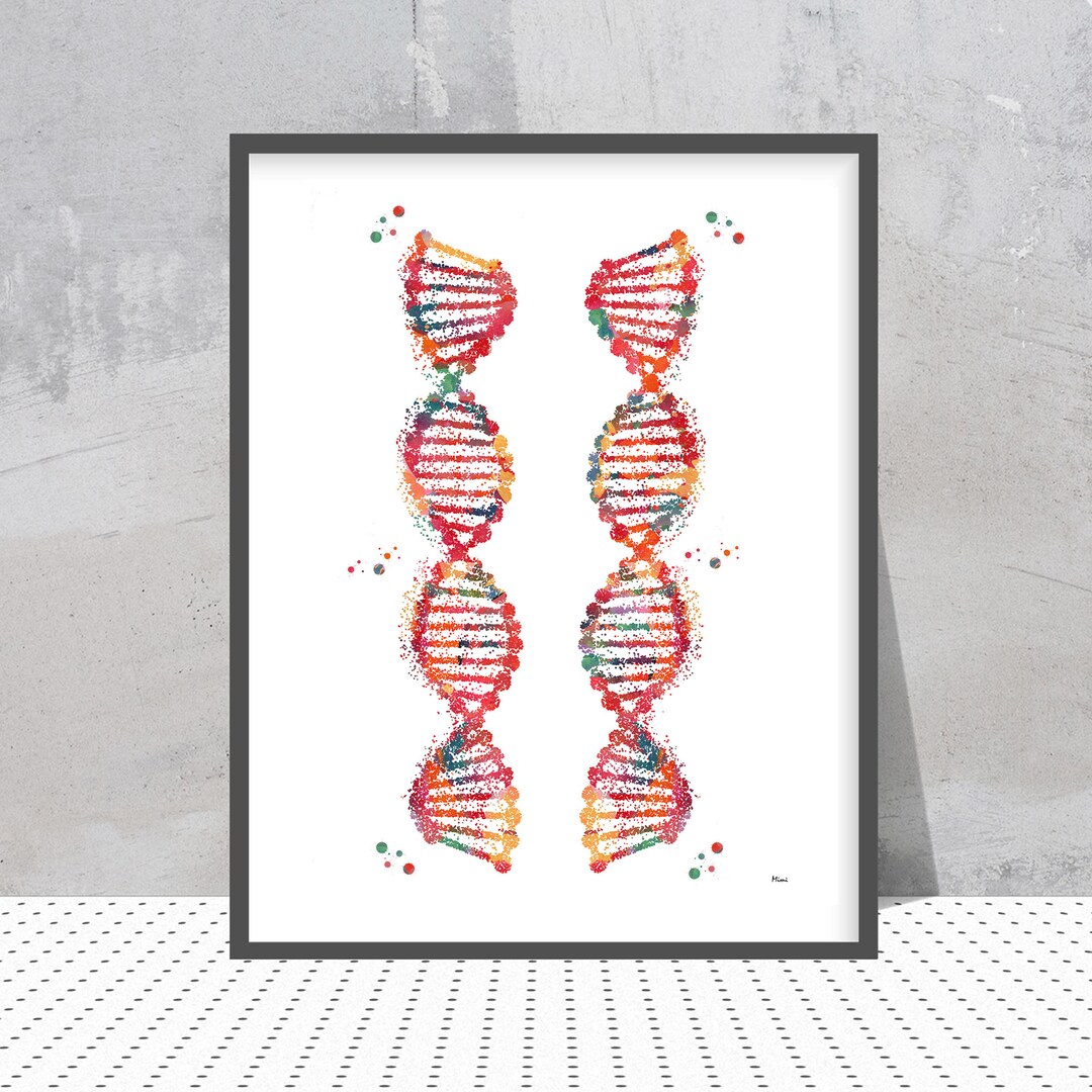 Dna Double Helix Watercolor Poster DNA Art Print Science Art ...