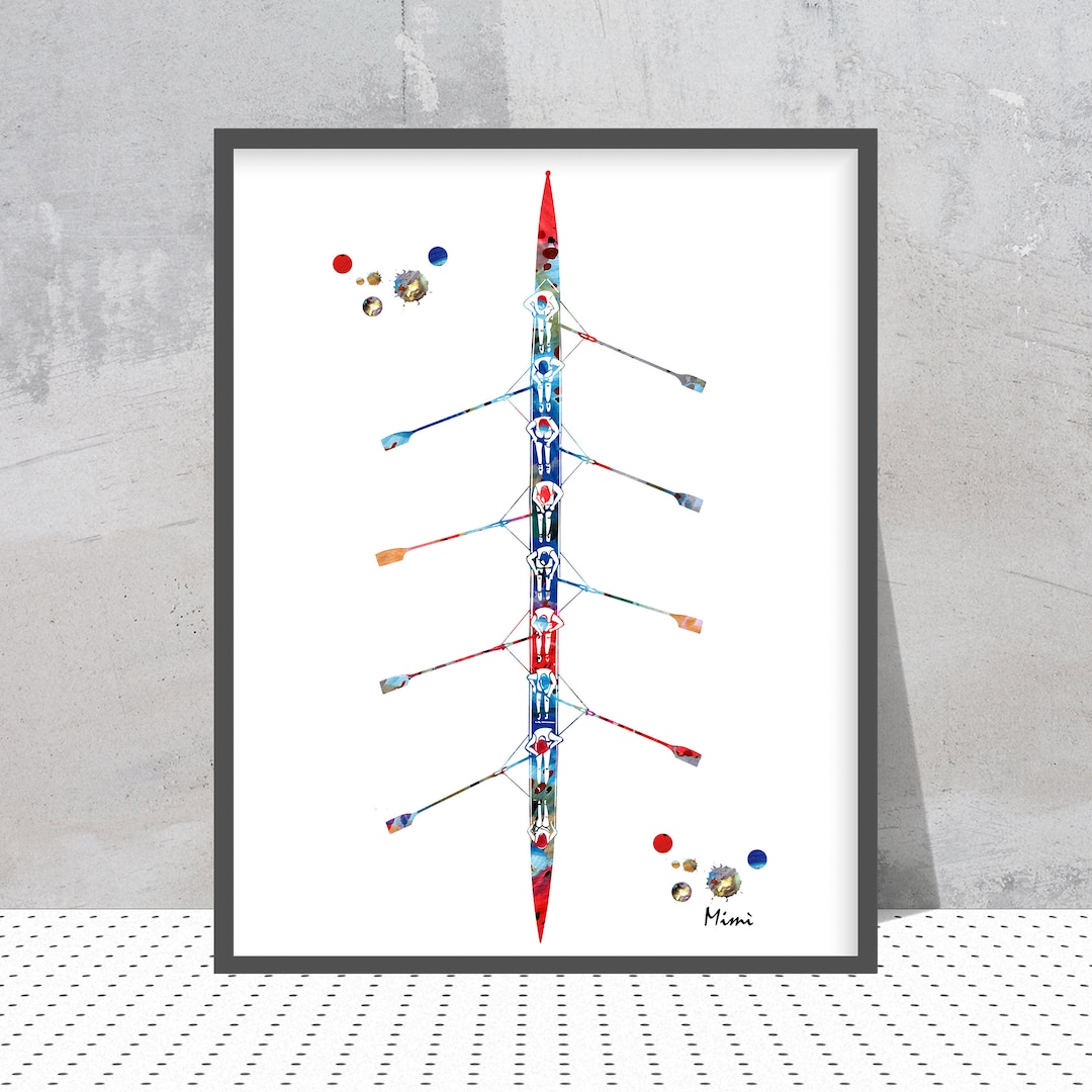 Eight Rowing Team Print Men's 8 Rowing Watercolor 8x Rowing Painting ...