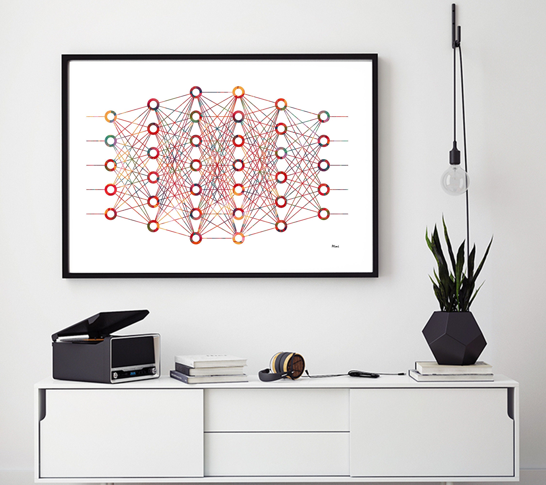 Neural Network Science Art Print ANN Topology Poster Artificial ...
