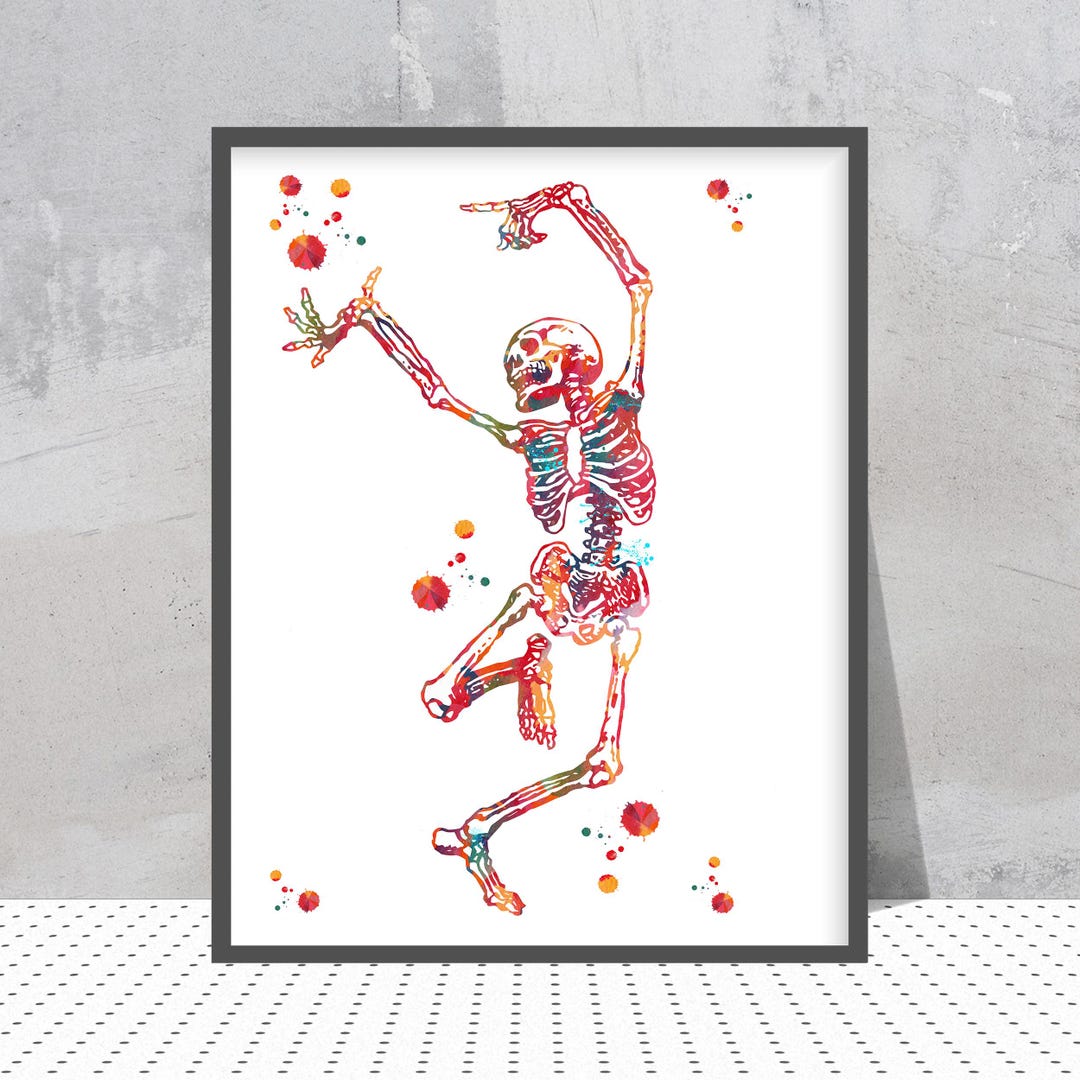 Skeleton Wild Dance Print Dancing Skeleton Poster Party Decor the ...