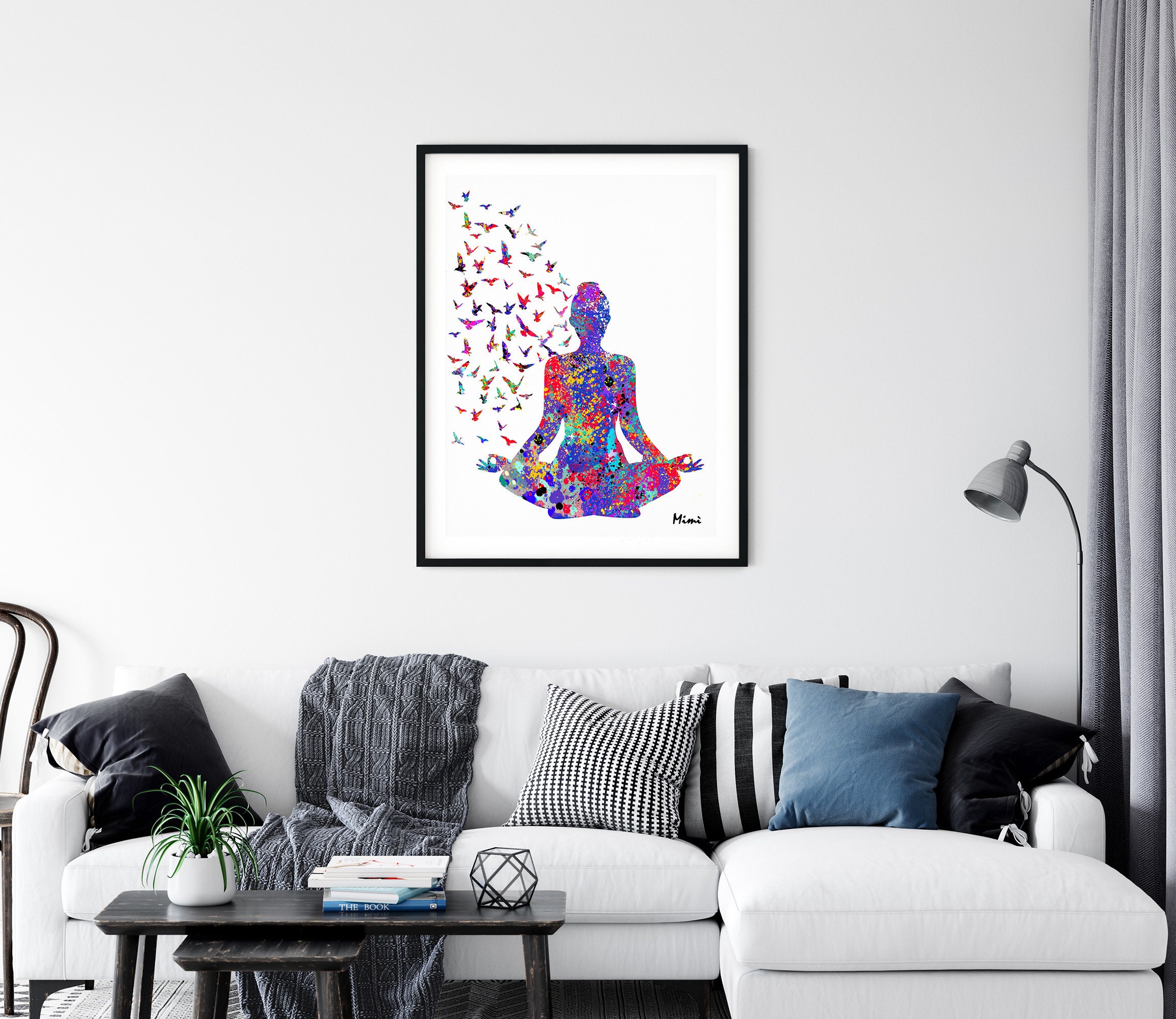 Yoga Meditation Watercolor Print Woman in Yoga Position Poster - Etsy