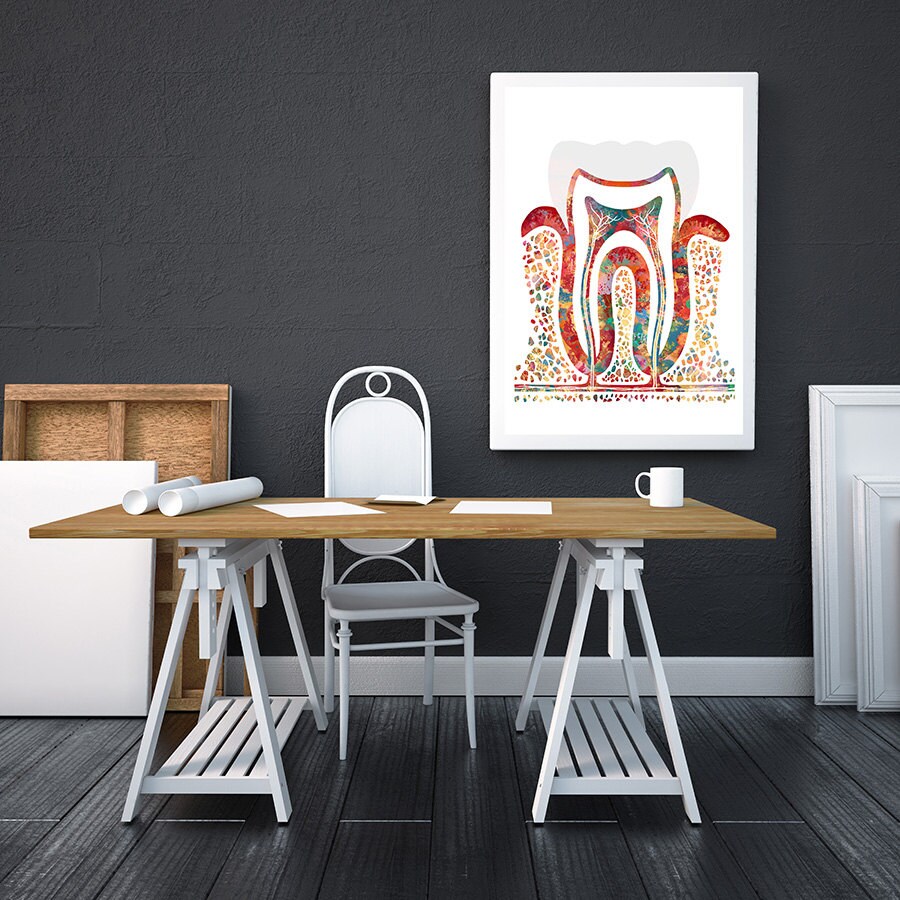 Molar Tooth Watercolor Print Molar Poster Section With Enamel - Etsy Canada