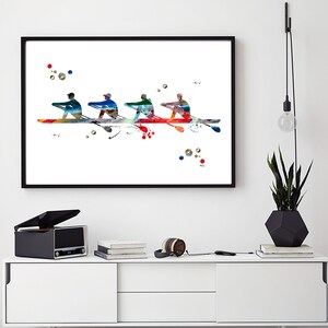 Male Rowing Team Sport Print Male Rower Poster Rowing Team Illustration ...