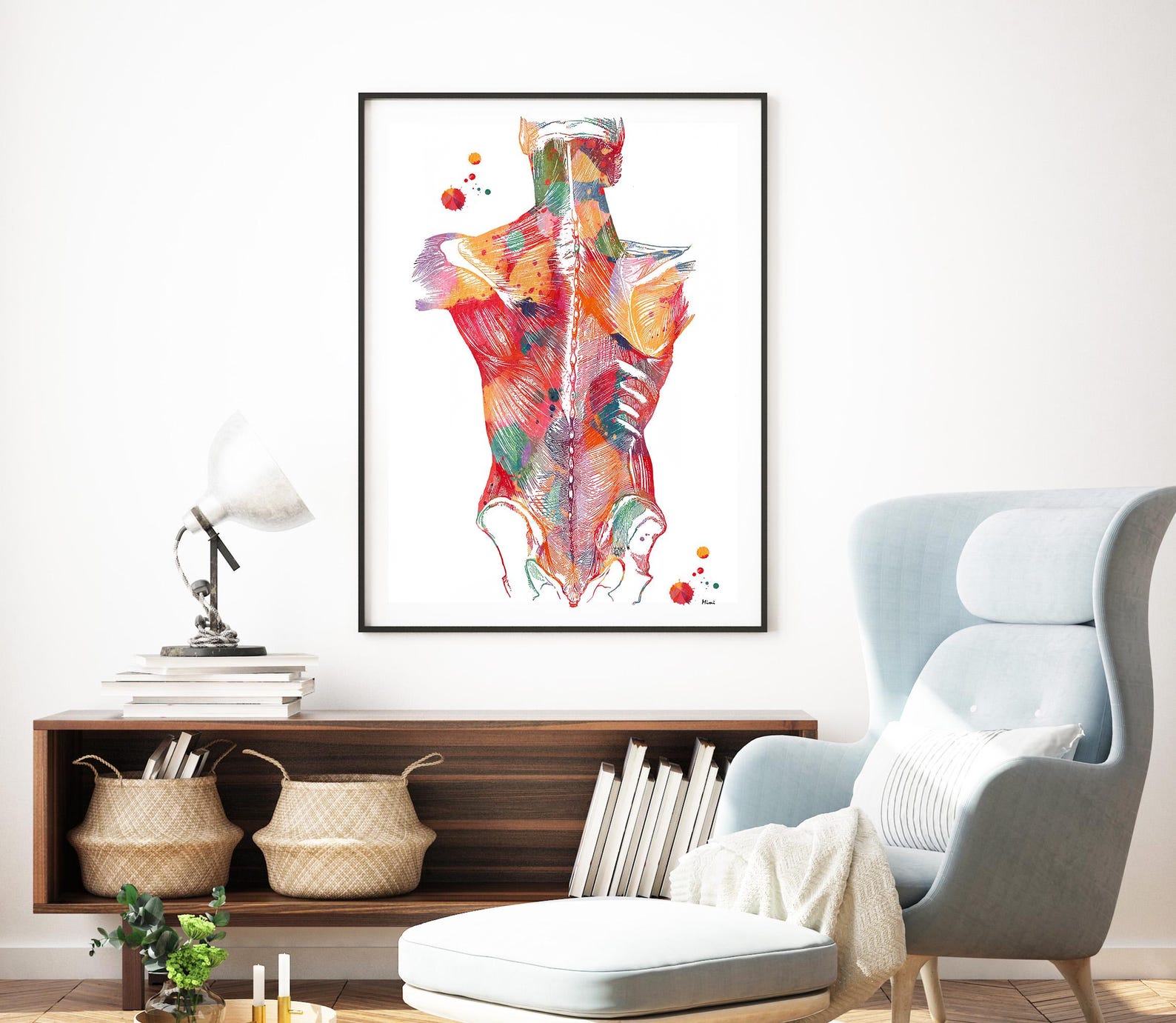 Back Muscles Anatomy Art Print, Watercolor Human Body Poster - Etsy