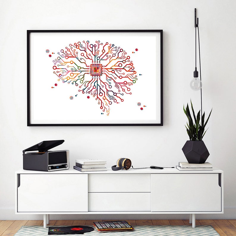 Brain Circuit Board Art Print Abstract Science Art Poster | Etsy