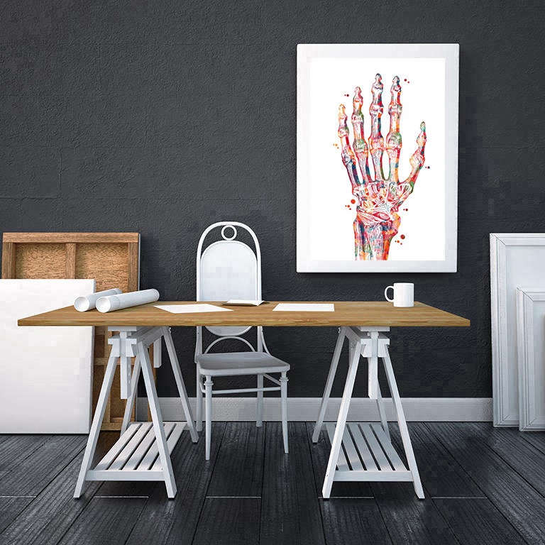 Hand Bones Anatomy Art Print Radiocarpal Joint Poster Wrist Joint ...