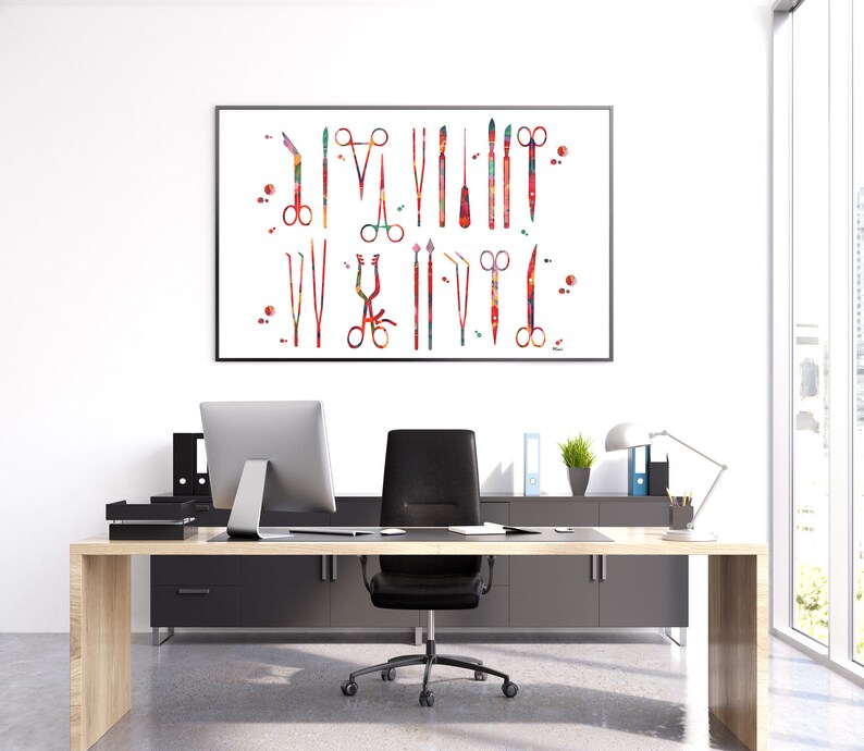 Surgical Tools Watercolor Print, Medical Anatomy Art - Etsy