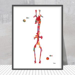 Aorta Watercolor Print Abstract Anatomy Schematic Illustration Blood ...