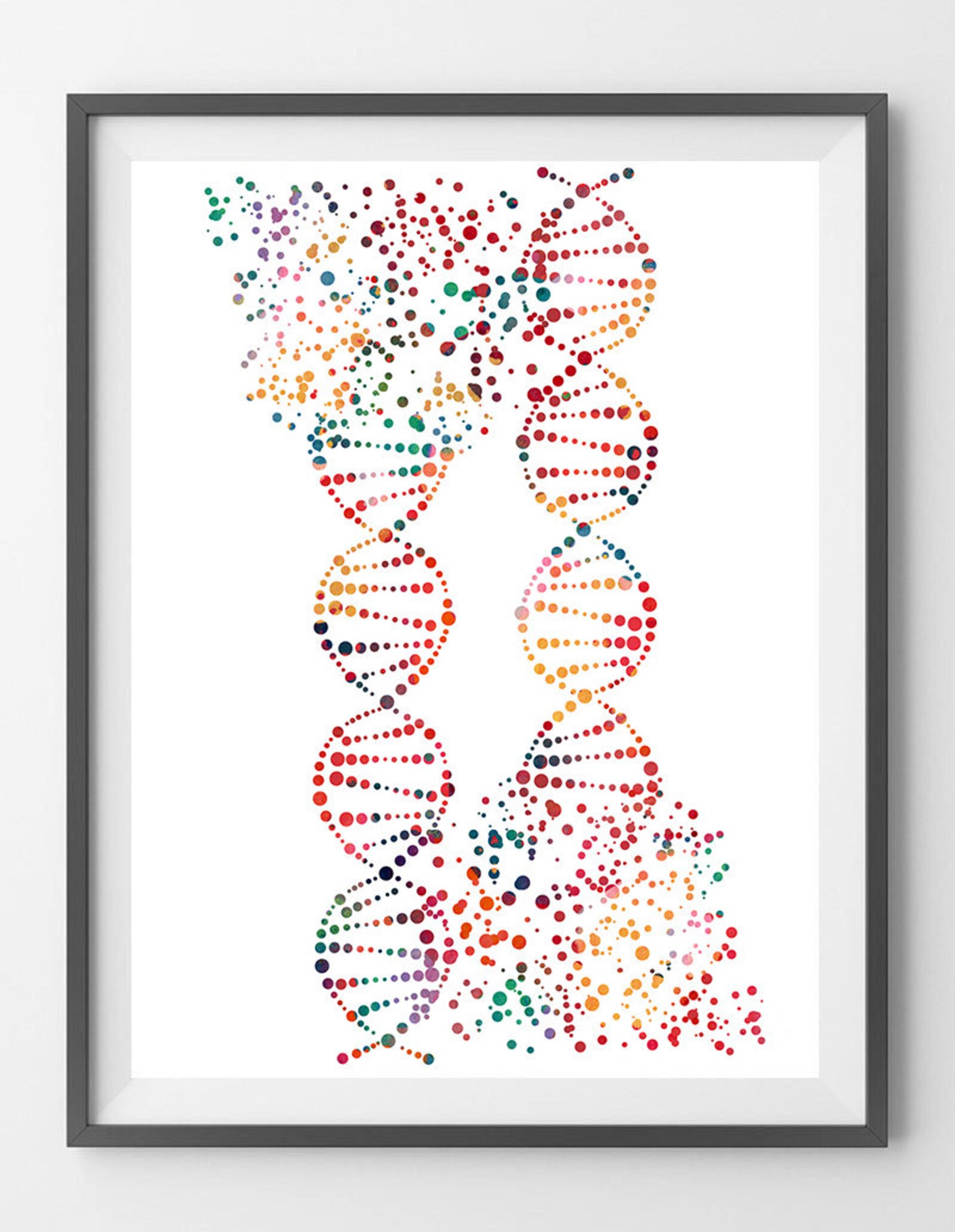 Dna Art Print Double Helix Science Art Watercolor Poster | Etsy