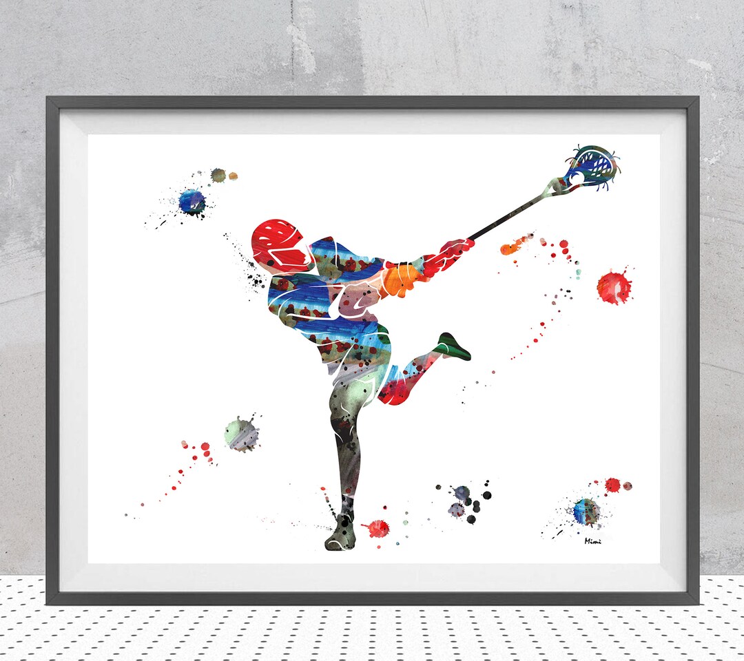 Lacrosse Player Sport Print Lacrosse Sport Art Giclee Print Male ...