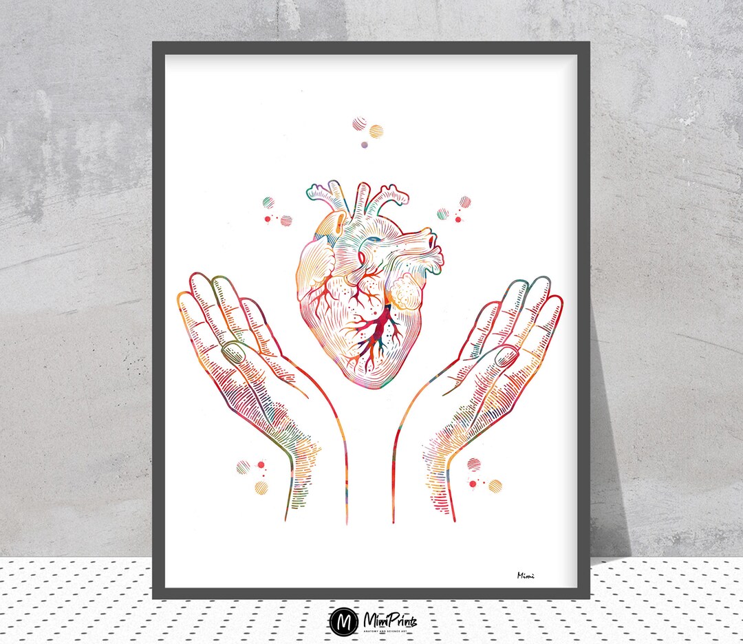 Heart Care Anatomy Print Healthy Heart Symbol Poster Heart Disease ...