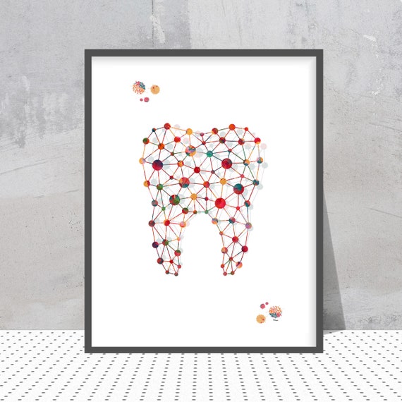 Molar Tooth Art Print Abstract Molar Watercolor Poster Human - Etsy
